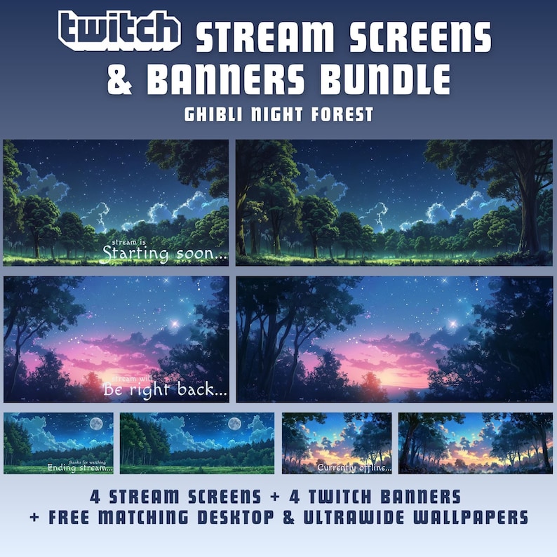Stream Screens Twitch Banner Ghibli Forest Animated Screen Twitch ...