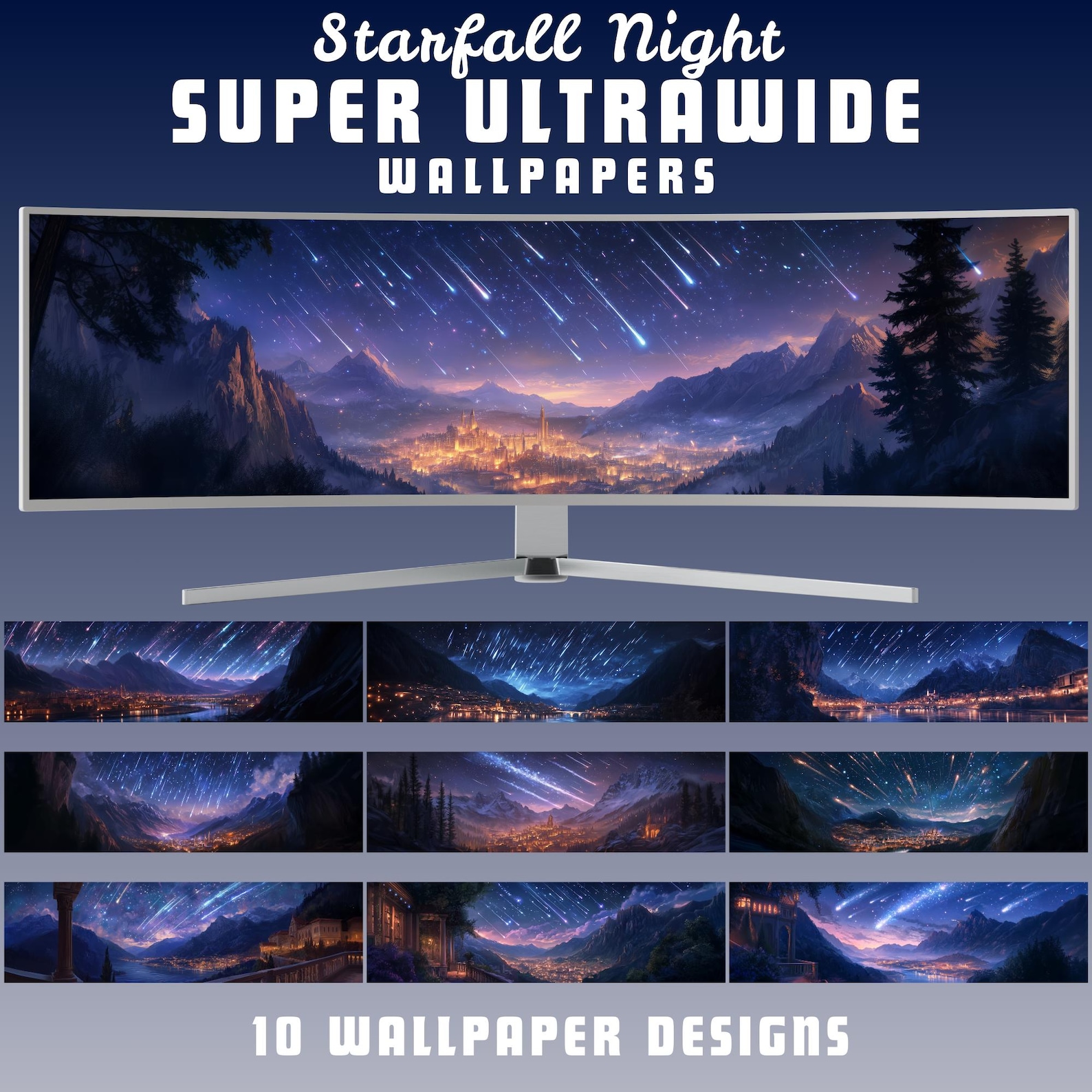 Starfall Velaris Inspired Super Ultrawide Wallpaper Acotar Wallpaper ...