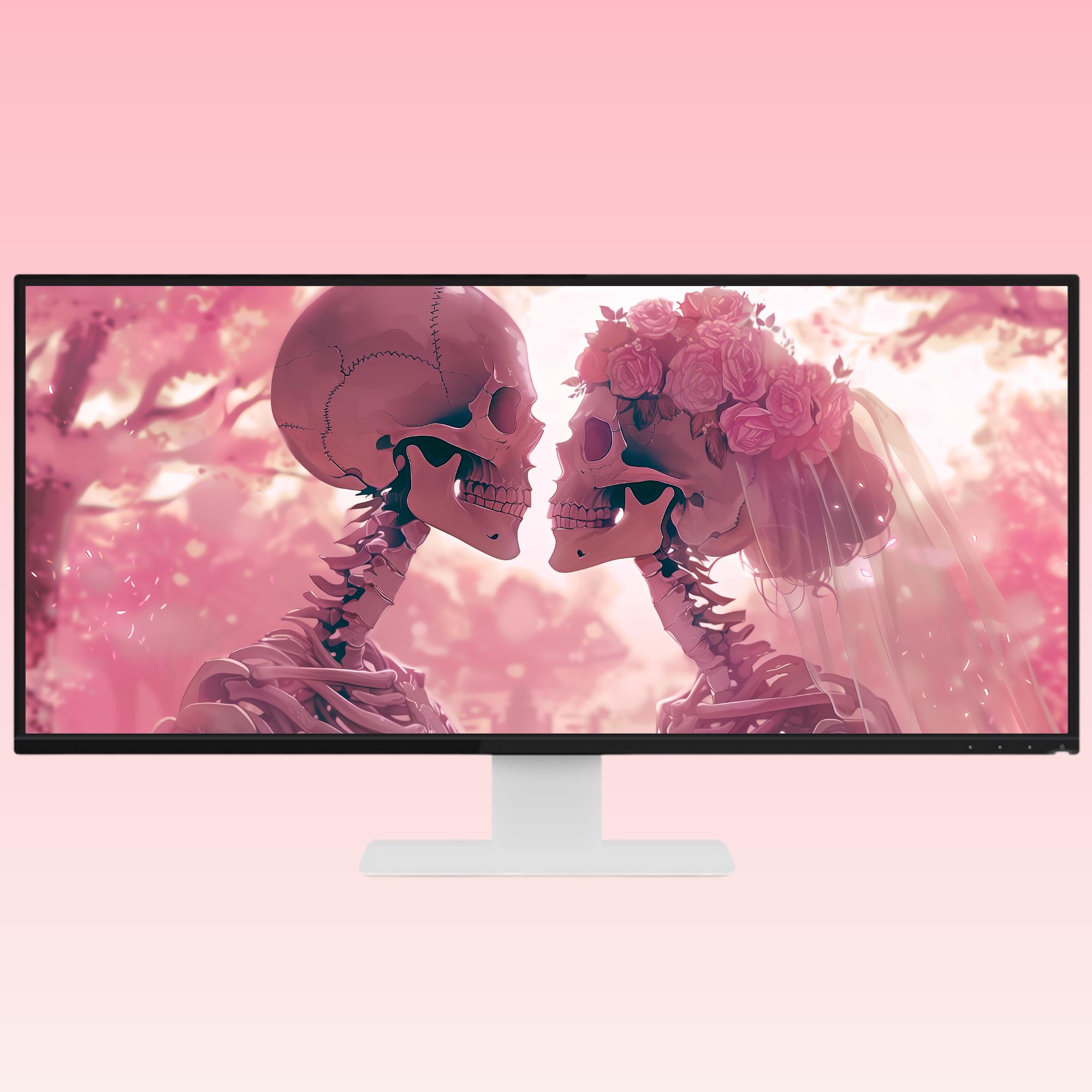 Skeleton Blooms Ultrawide Wallpaper Halloween Ultra Wide Wallpaper ...