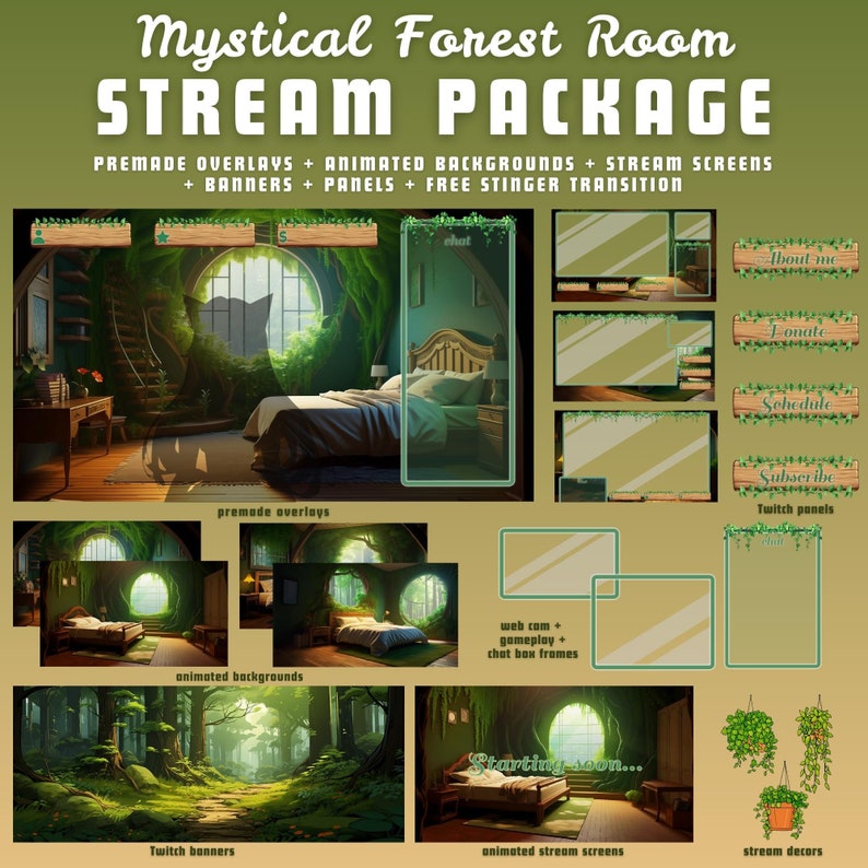 Mystical Forest Animated Twitch Stream Package Cozy Animated Twitch ...