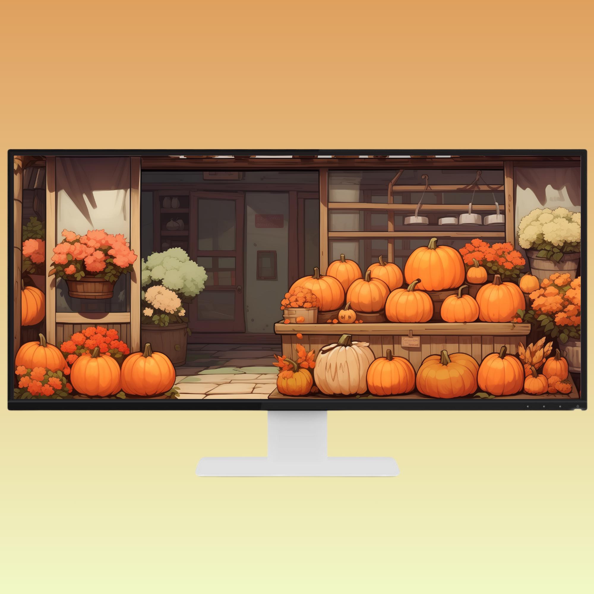 Autumn Pumpkins Ultrawide Wallpaper Desktop Wallpaper Halloween ...