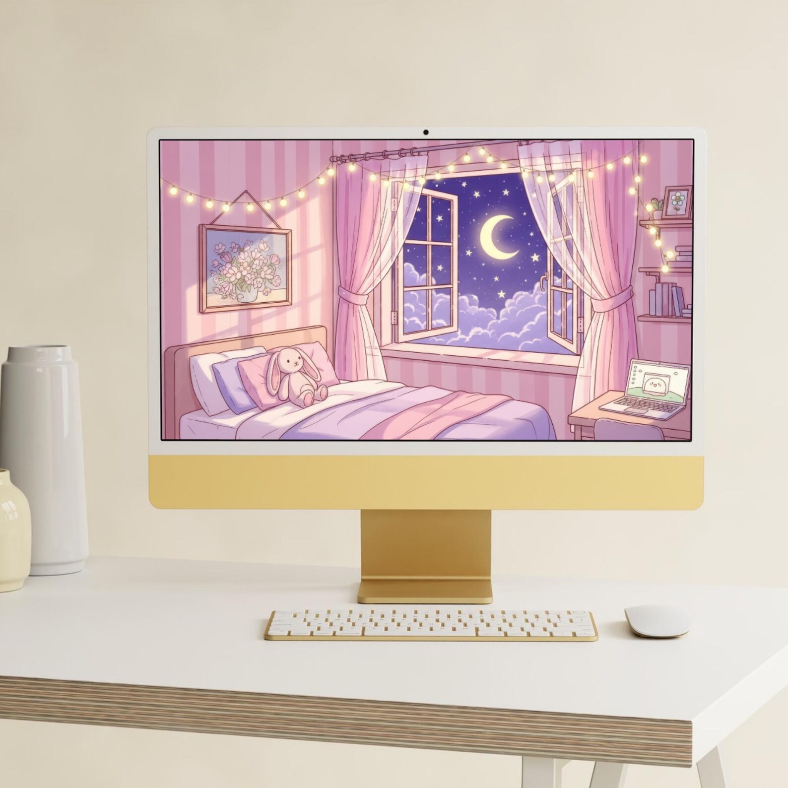 Dreamy Bedroom Desktop Wallpaper Cute Mac Wallpaper Kawaii Laptop ...
