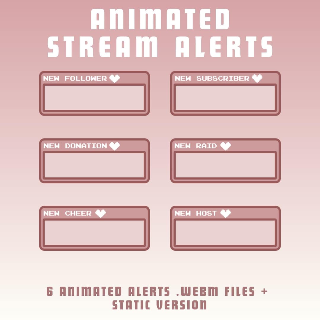 Pink Retro Pixel Animated Alerts Pink Twitch Animated Alerts Pixel Twitch Animated Stream Alerts ...