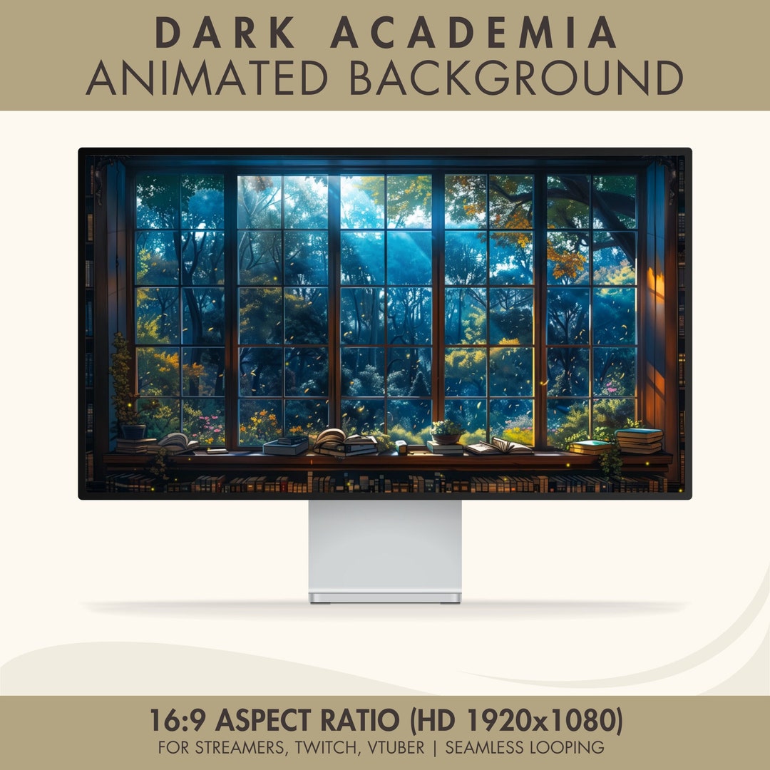 Vtuber Animated Background Dark Academia Library Vtuber Background ...