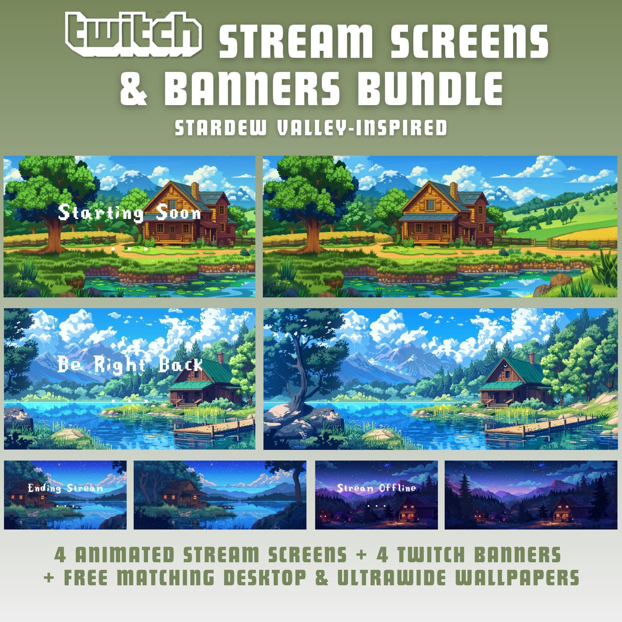 Stardew Valley Inspired Stream Screens Twitch Banner Animated Screen ...