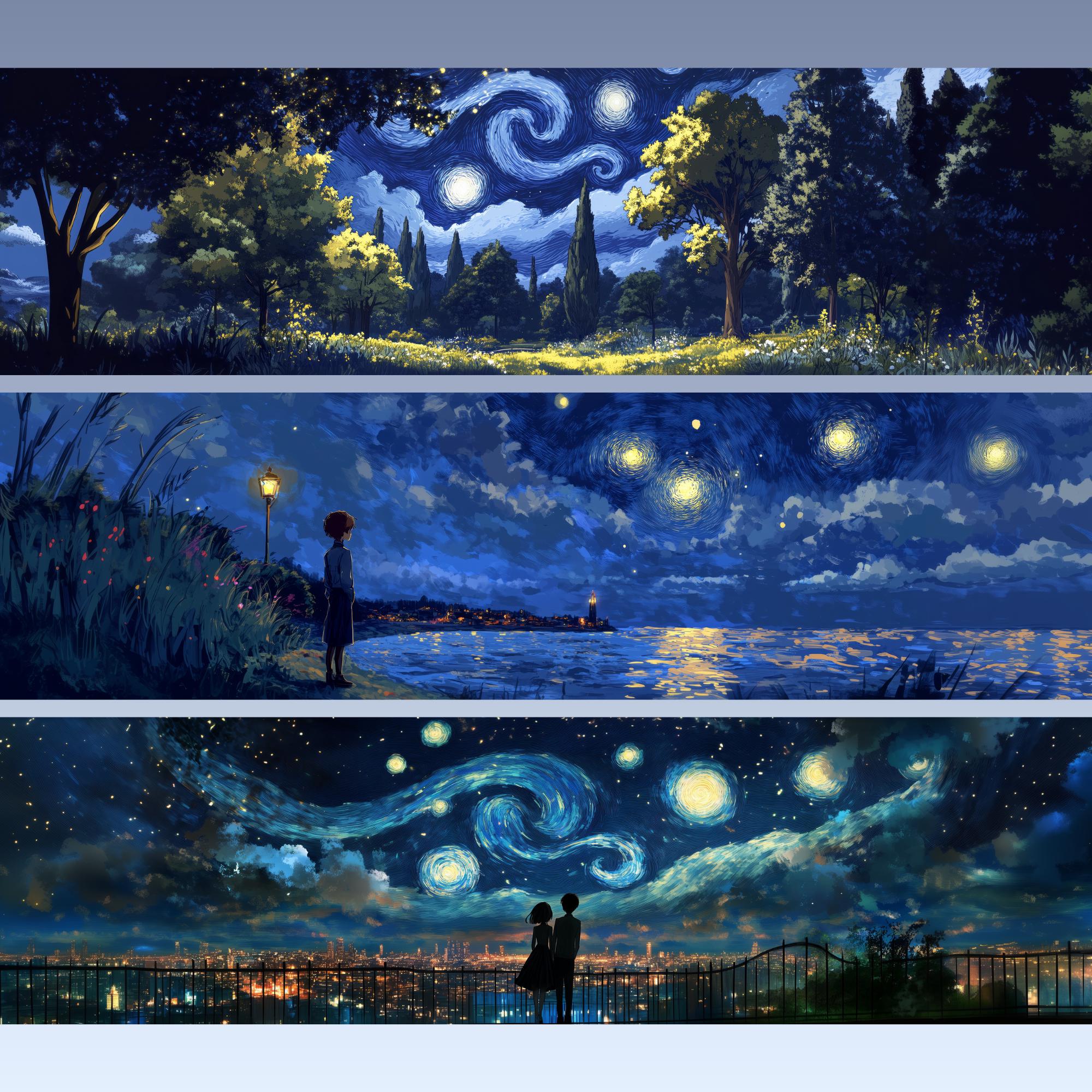 Starry Night Inspired Super Ultrawide Wallpaper Desktop Wallpaper ...