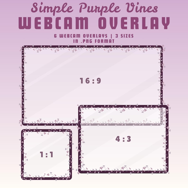 Simple Purple Vines Webcam Overlay Simple Webcam Border Twitch Webcam ...