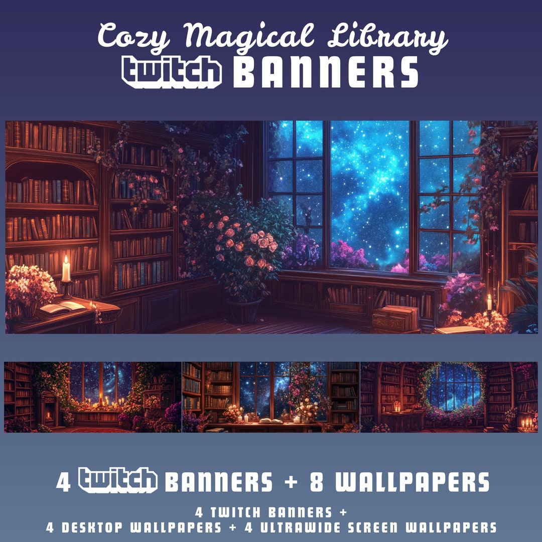 Cozy Magical Library Twitch Banners Velaris Inspired Twitch Profile ...