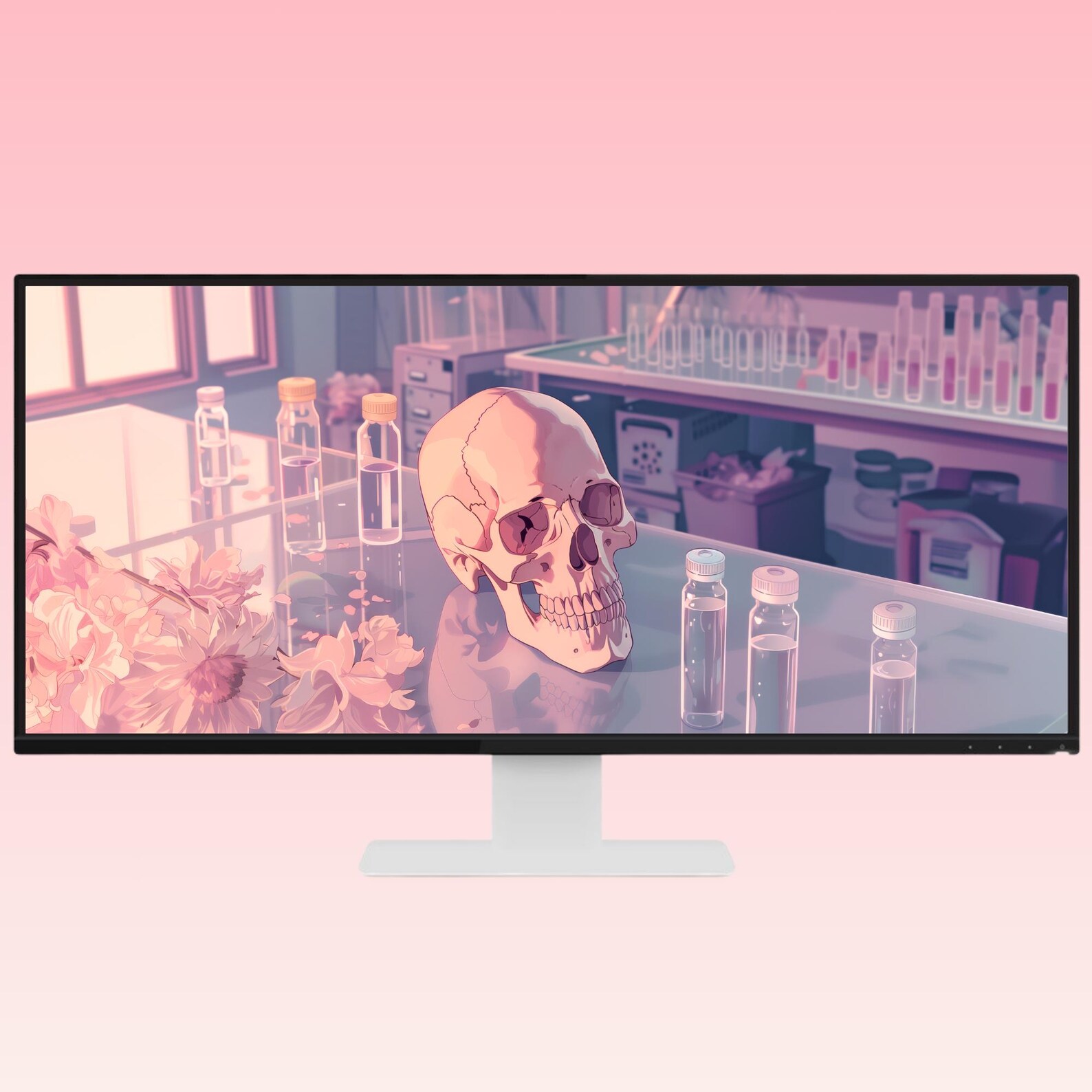 Skeleton Blooms Ultrawide Wallpaper Halloween Ultra Wide Wallpaper ...