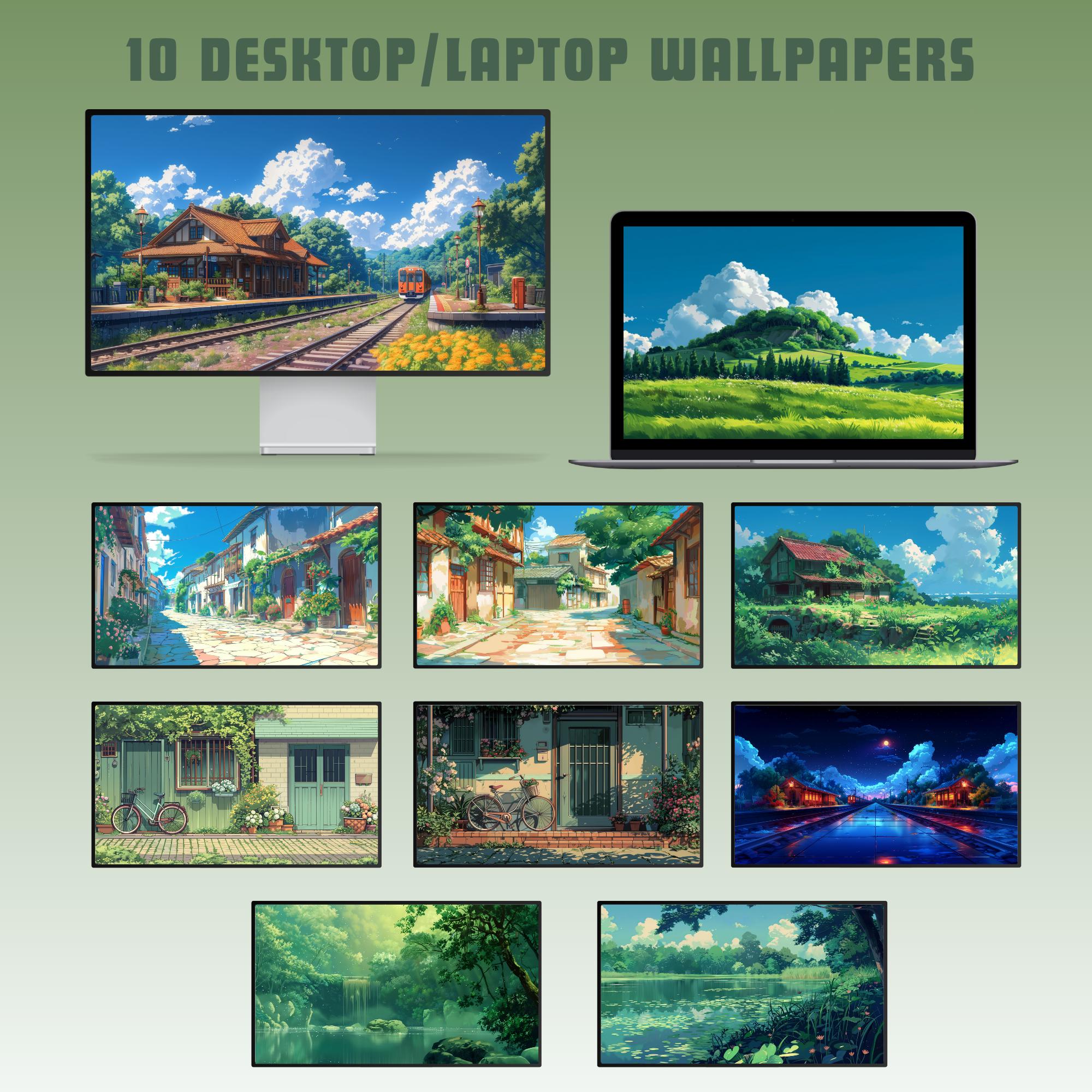 Ghibli Vibes Wallpaper Bundle Desktop Wallpaper Lofi MacBook Wallpaper ...