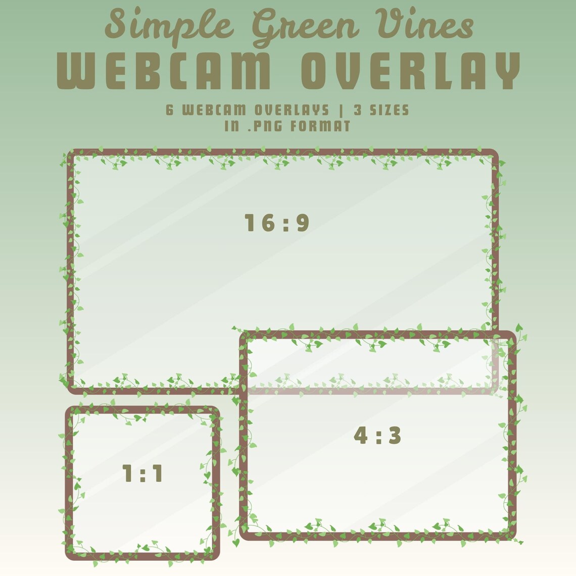 Simple Green Vines Webcam Overlay Simple Webcam Border Twitch Webcam ...