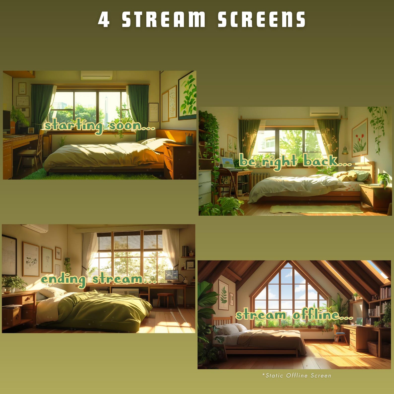 Animated Twitch Stream Package Cozy Bedroom Overlay Animated Twitch ...