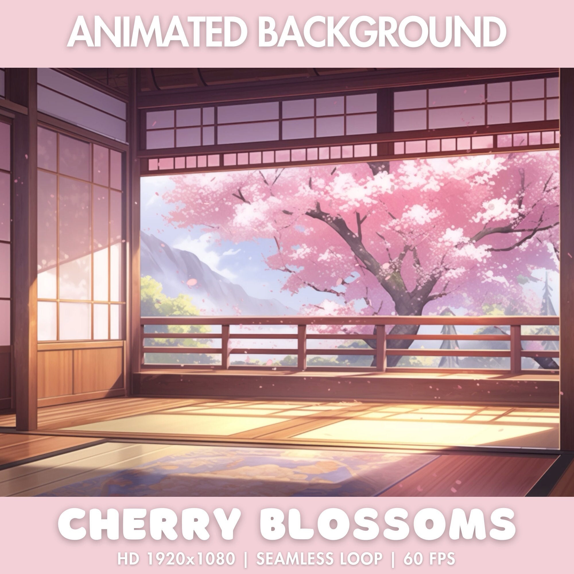 Vtuber Animated Background Cherry Blossoms Vtuber Background Animated Stream Overlay Obs Overlay ...