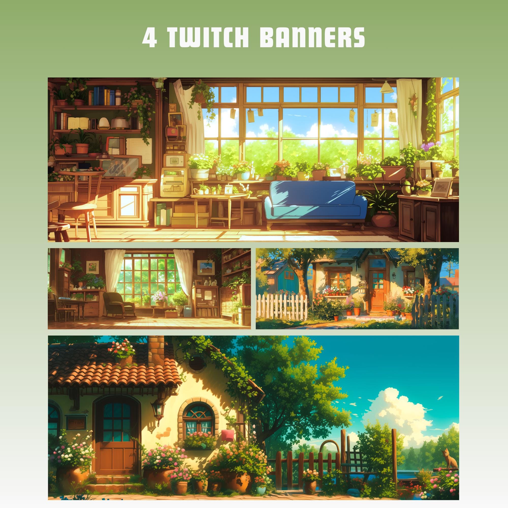 Cottagecore Stream Screens Twitch Banner Animated Screen Twitch Stream ...