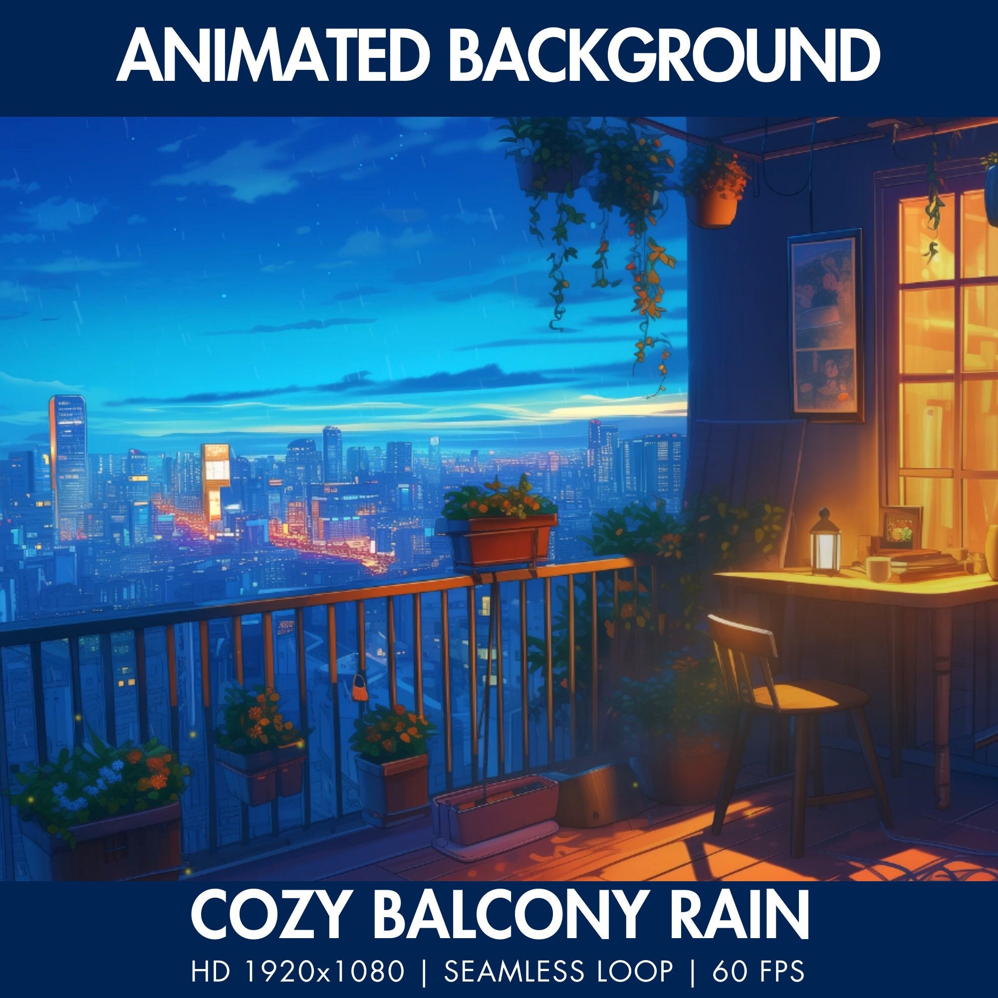 Vtuber Animated Background Cozy Balcony Rain Vtuber Background Cozy ...