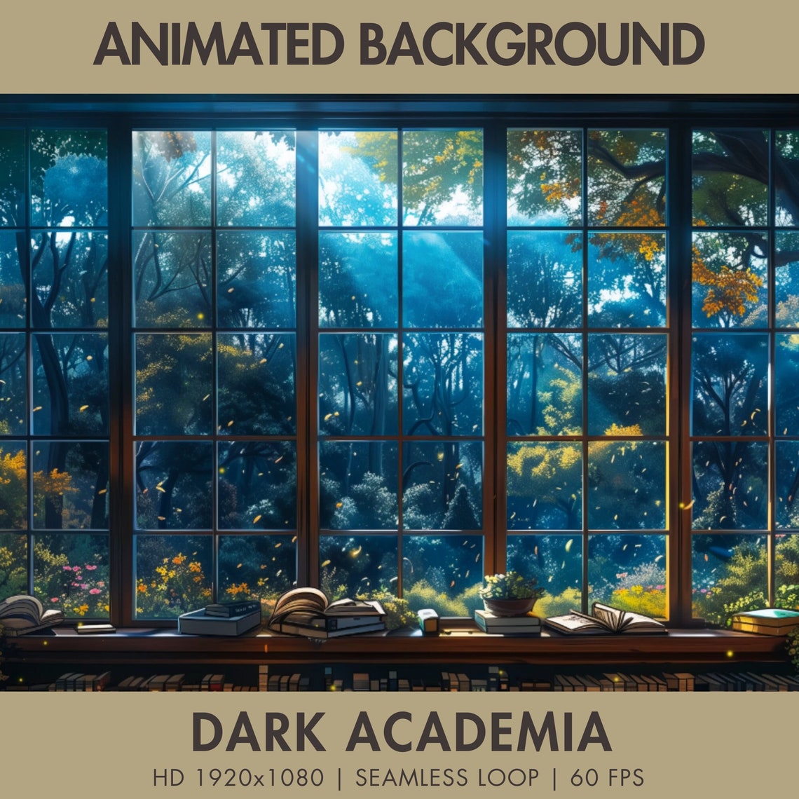 Vtuber Animated Background Dark Academia Library Vtuber Background ...