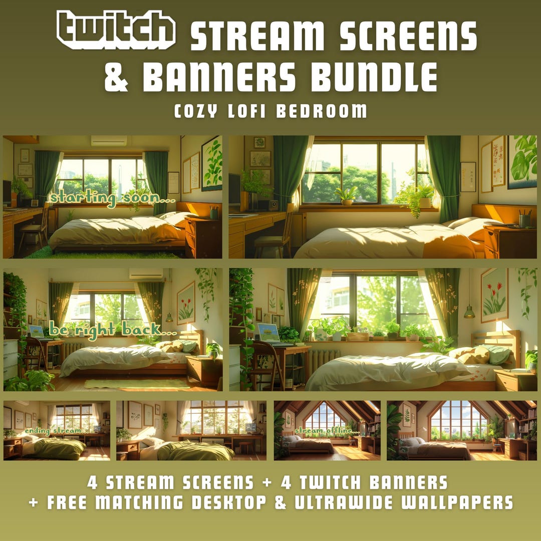 Cozy Lofi Bedroom Stream Screens Twitch Banner Cozy Bedroom Animated ...