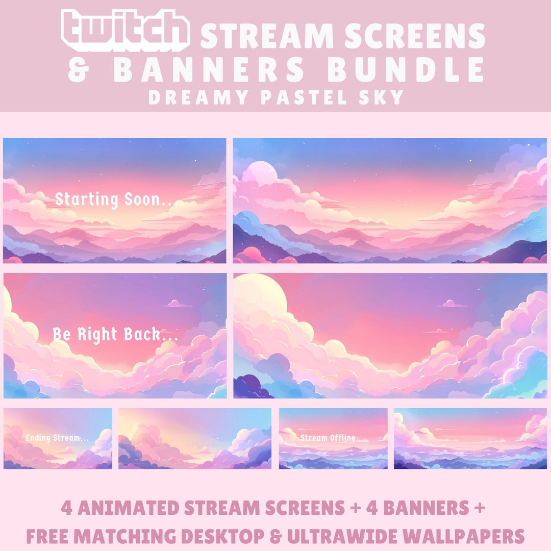 Stream Screens Twitch Banner Dreamy Pastel Sky Animated Screen Twitch ...