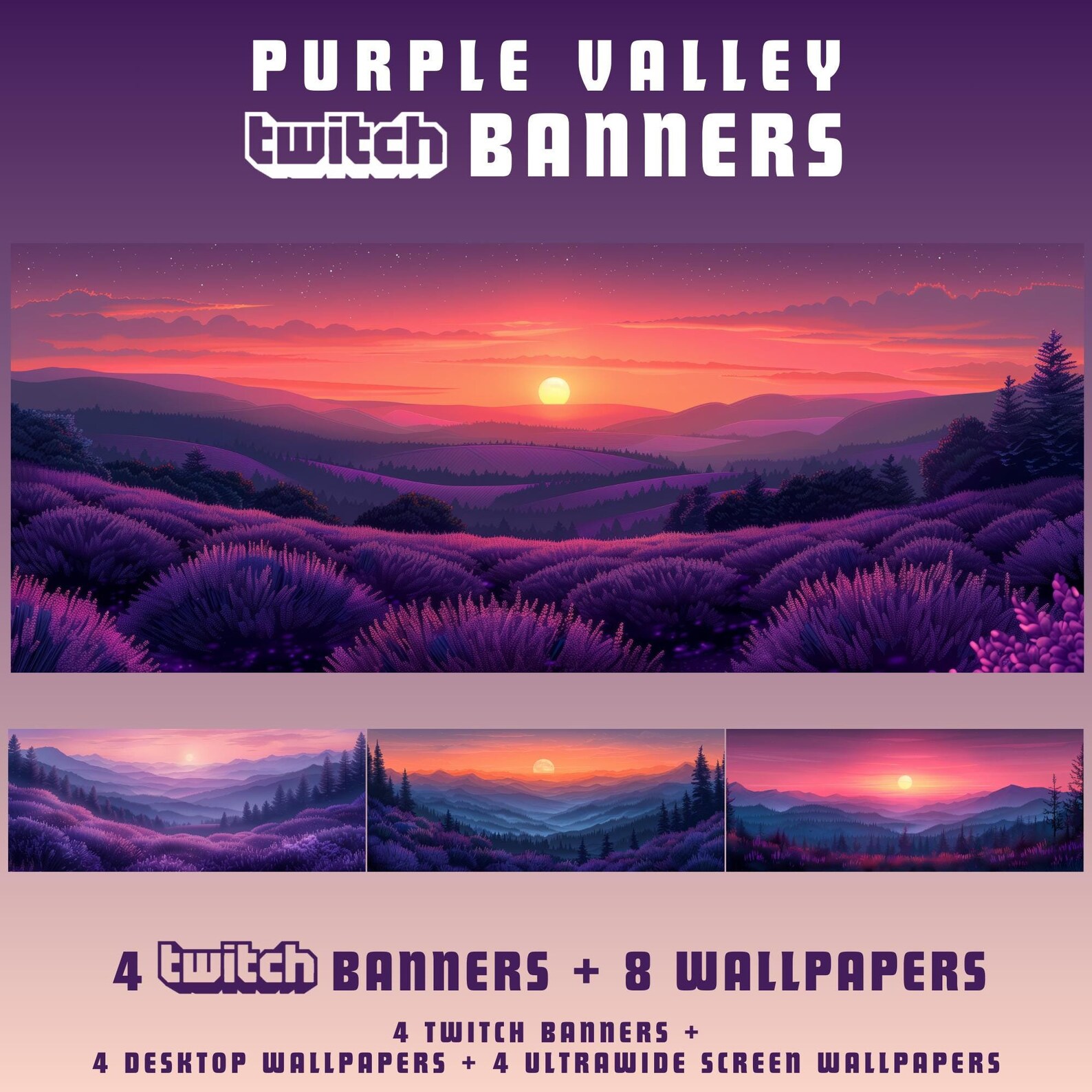 Purple Valley Twitch Banner Purple Twitch Banner Lofi Ultrawide ...