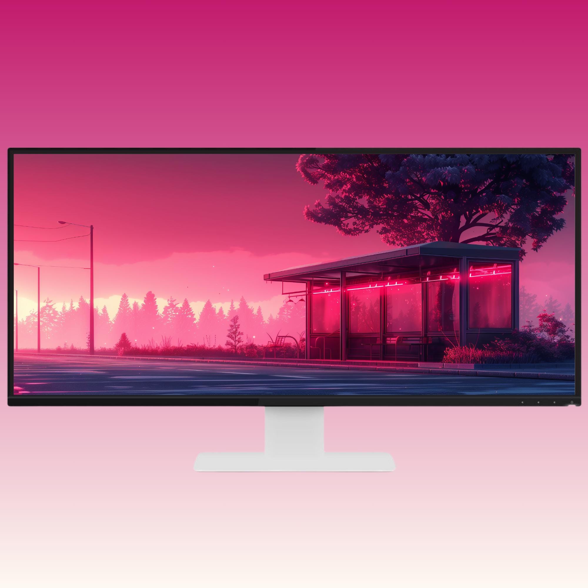 Pink Lofi Ultrawide Wallpaper Lofi Desktop Wallpaper Retro Desktop ...