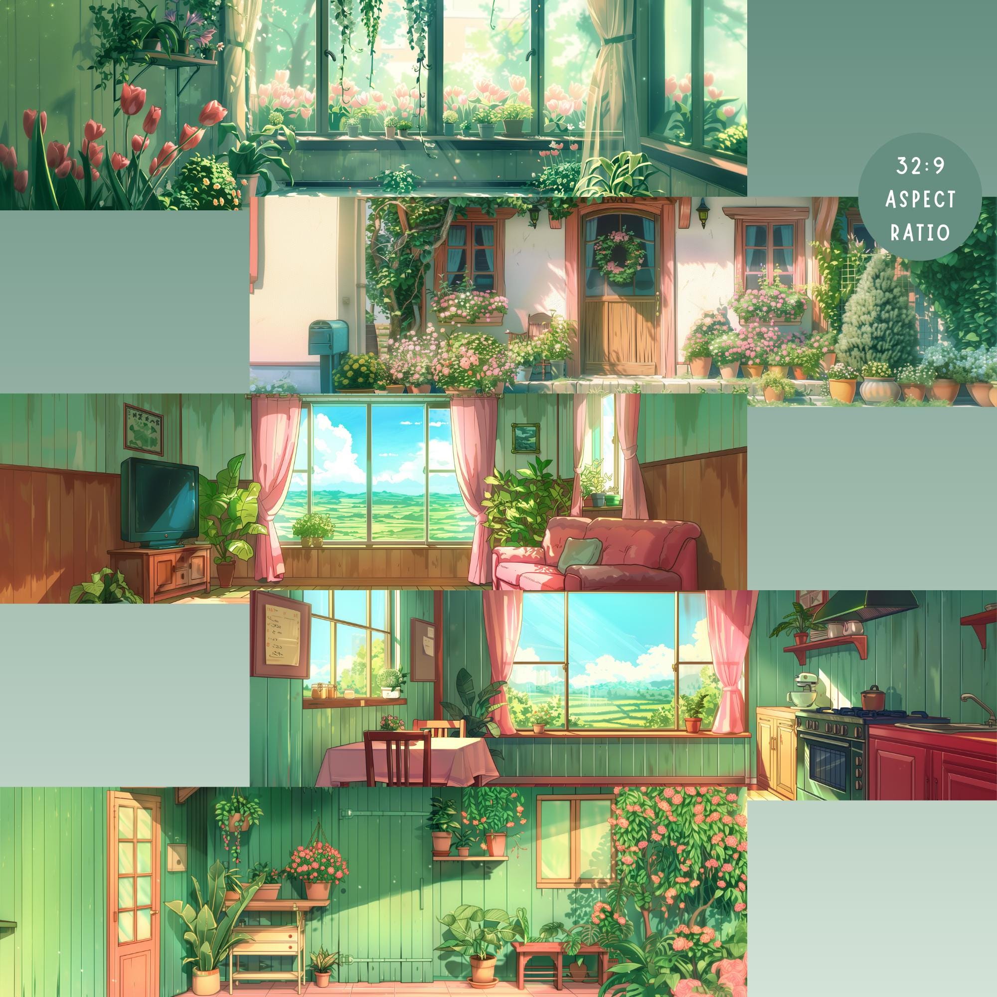 Cottagecore Dual Screen Desktop Wallpaper Mac Wallpaper Super Ultrawide ...