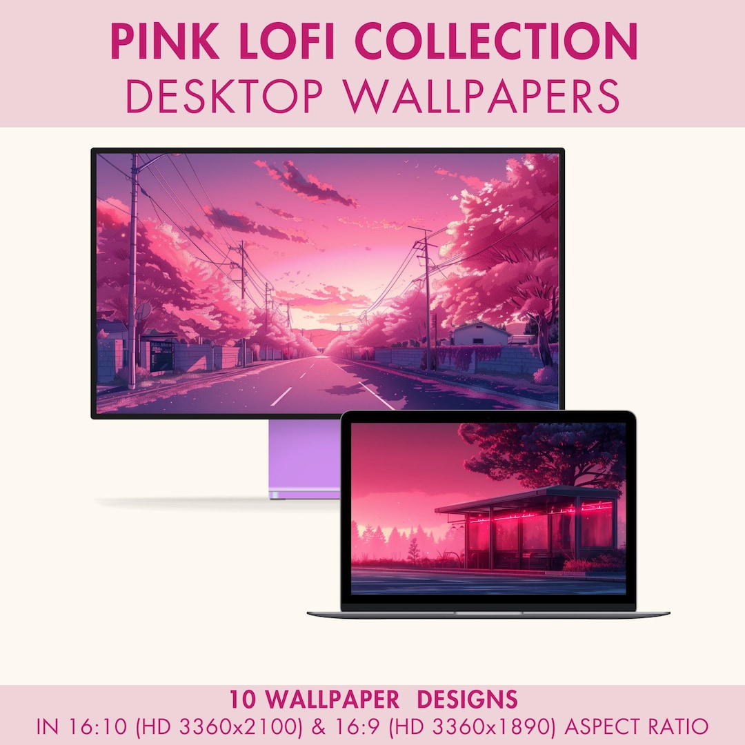 Pink Lofi Desktop Wallpaper Laptop Wallpaper MacBook Wallpaper Anime ...