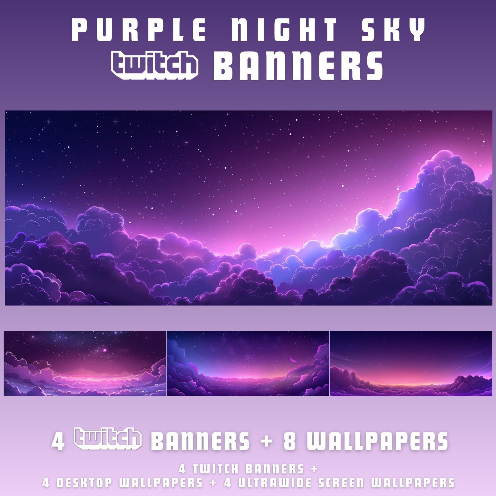 Twitch Banner Purple Night Sky Twitch Banner Purple Twitch Ultrawide ...