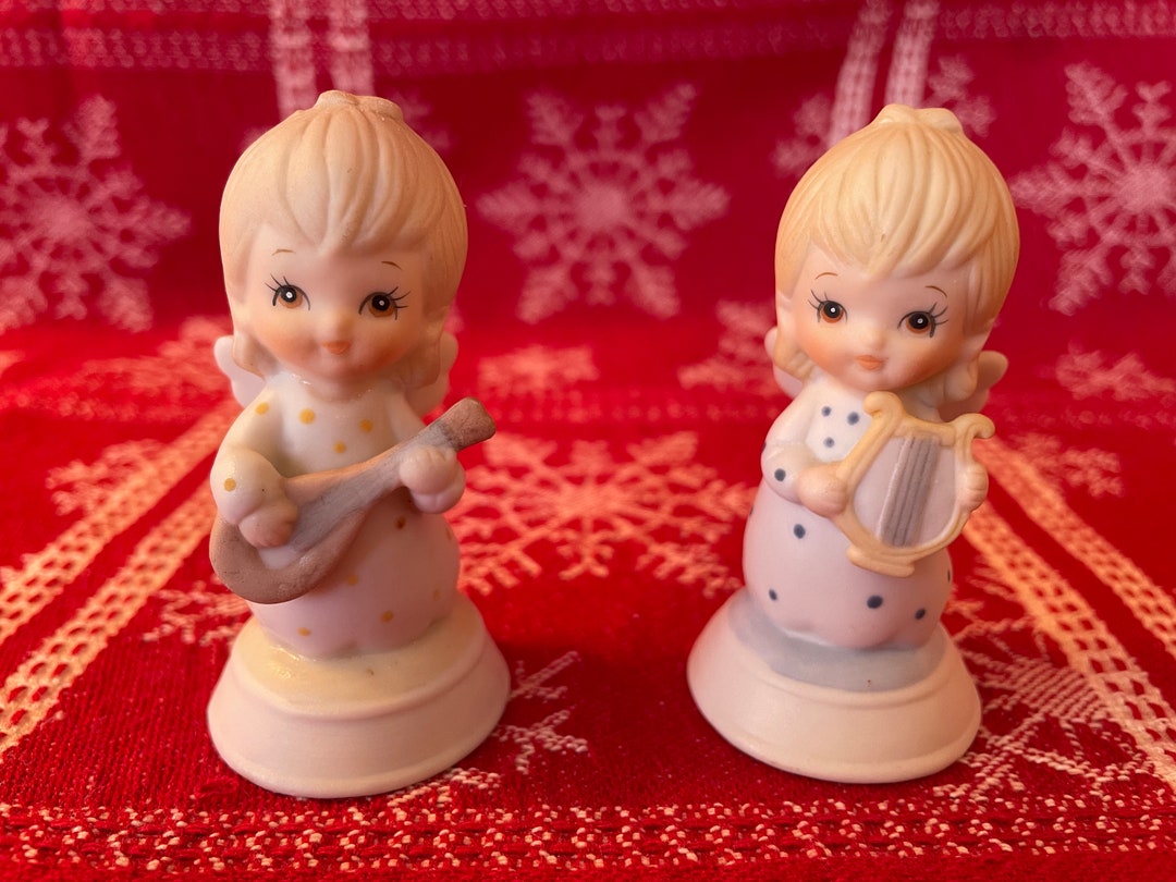 Vintage Lefton Christmas Angels With Instruments Christopher Collection ...