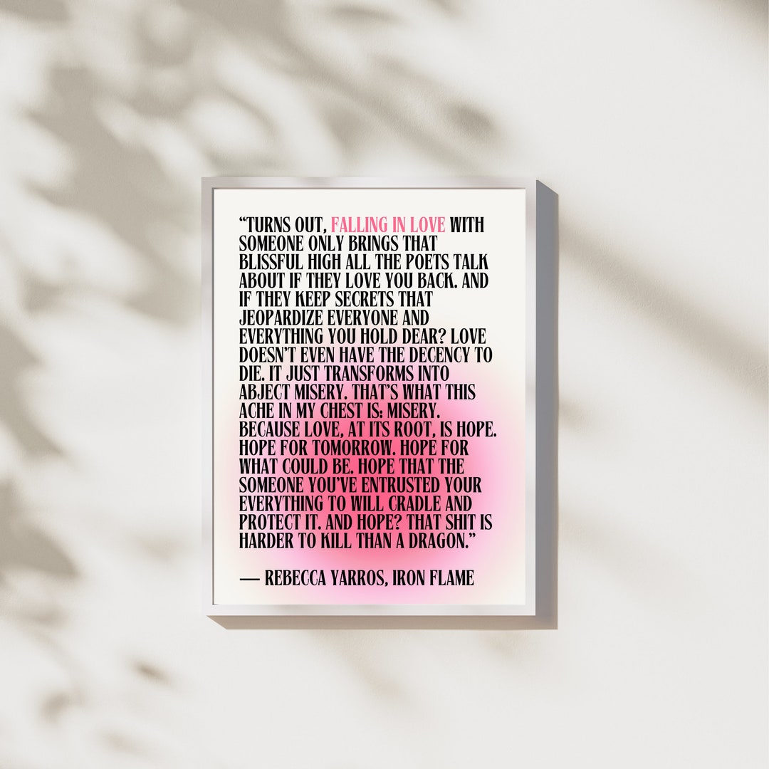 Fourth Wing Quote Poster, Xaden Riorson, Bookish Wall Art, Fourth Wing ...