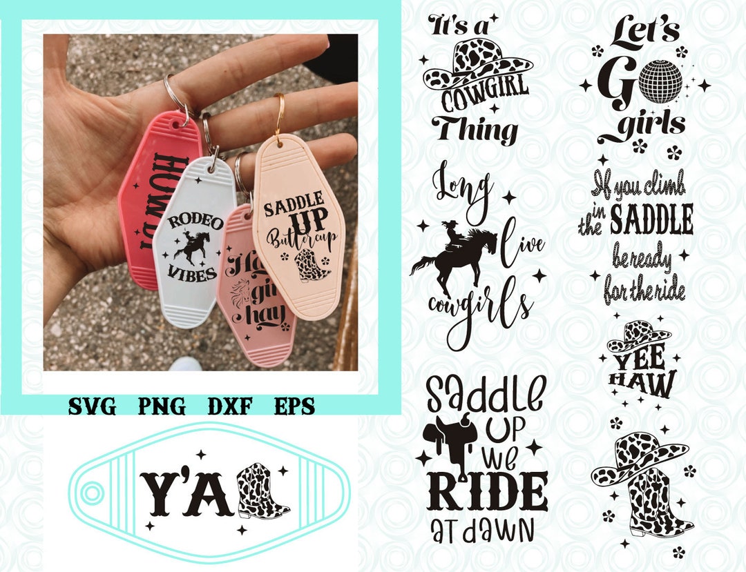 Western Motel Keychain SVG Bundle, Retro Western Keychain Svg, Cowgirl ...