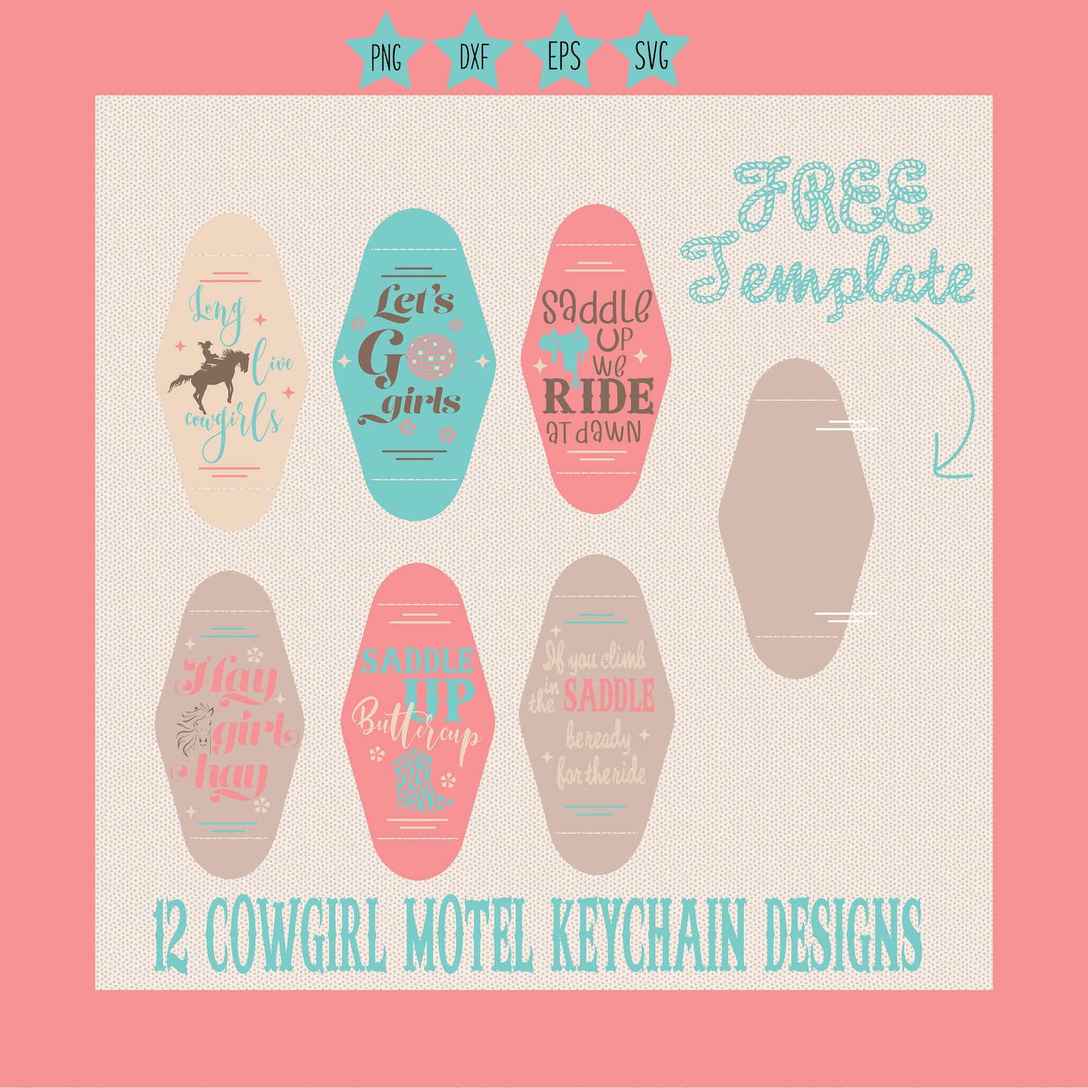 Western Motel Keychain SVG Bundle, Retro Western Keychain Svg, Cowgirl ...