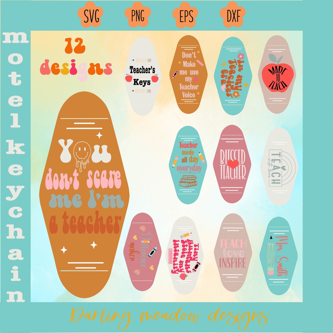 Teacher Motel Keychain Svg, Retro Motel Keychain Svg, Teacher Keychain ...