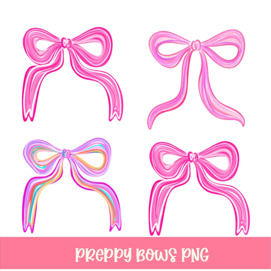 Preppy Bows Bundle Png, Coquette Bow Png, Bows Sublimation, Preppy Pink ...