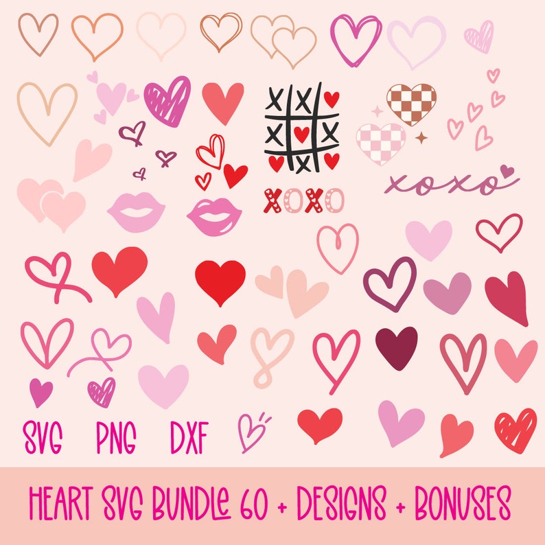 Heart Svg Bundle Hand Drawn Hearts Svg Png Valentines Day Svg Love Svg ...