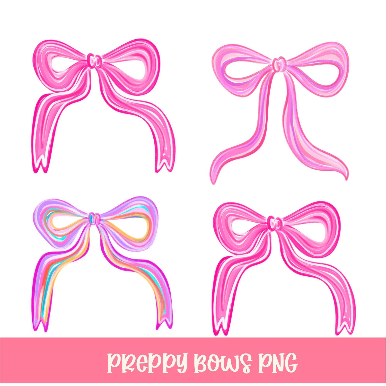 Preppy Bows Bundle Png, Coquette Bow Png, Bows Sublimation, Preppy Pink ...