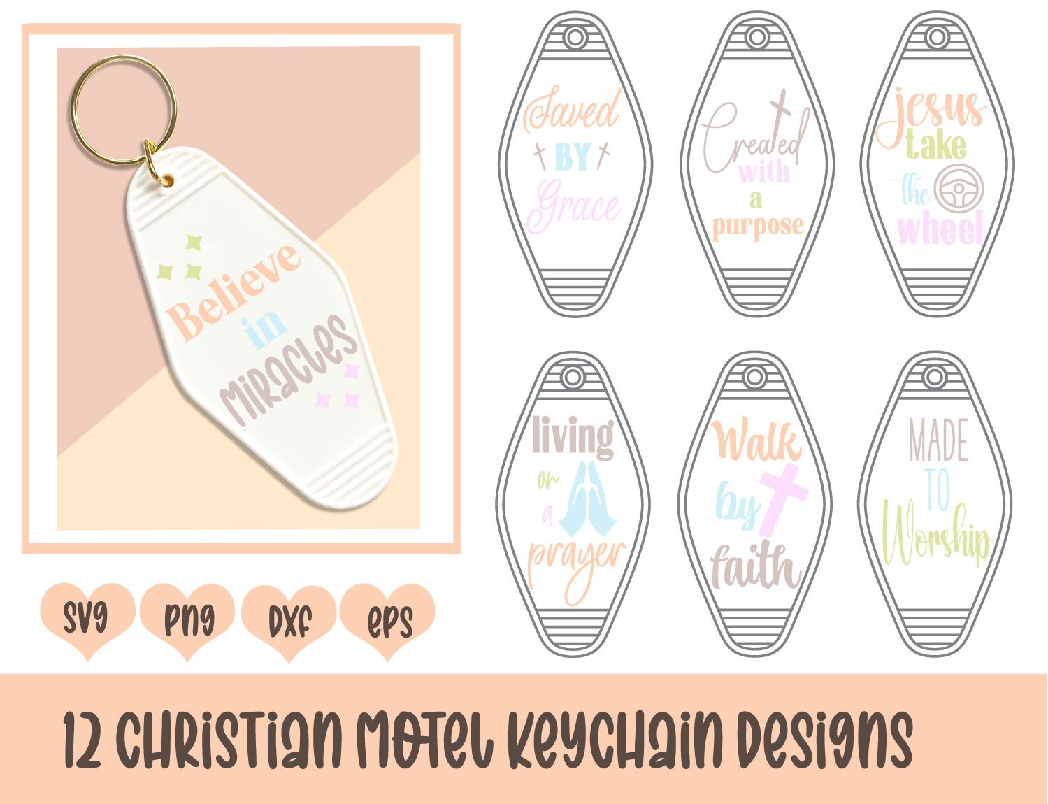 Christian Motel Keychain Bundle, Religious Keychain Svg, Svg Bundle ...