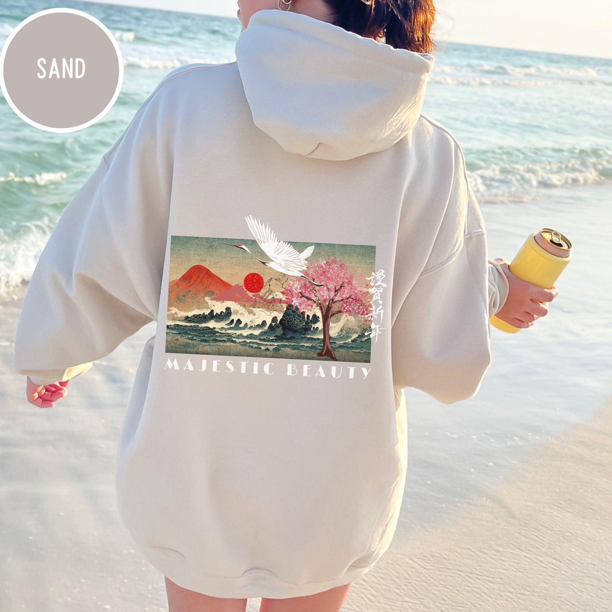 Great Wave Hoodie, Japanese Great Wave and Red Sun Hoodie, Japanese New ...