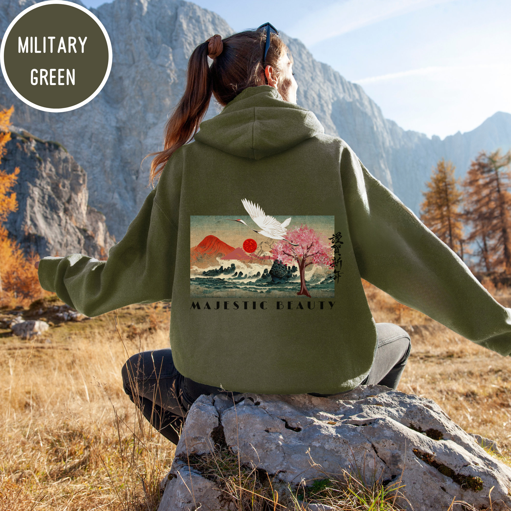 Great Wave Hoodie, Japanese Great Wave and Red Sun Hoodie, Japanese New ...