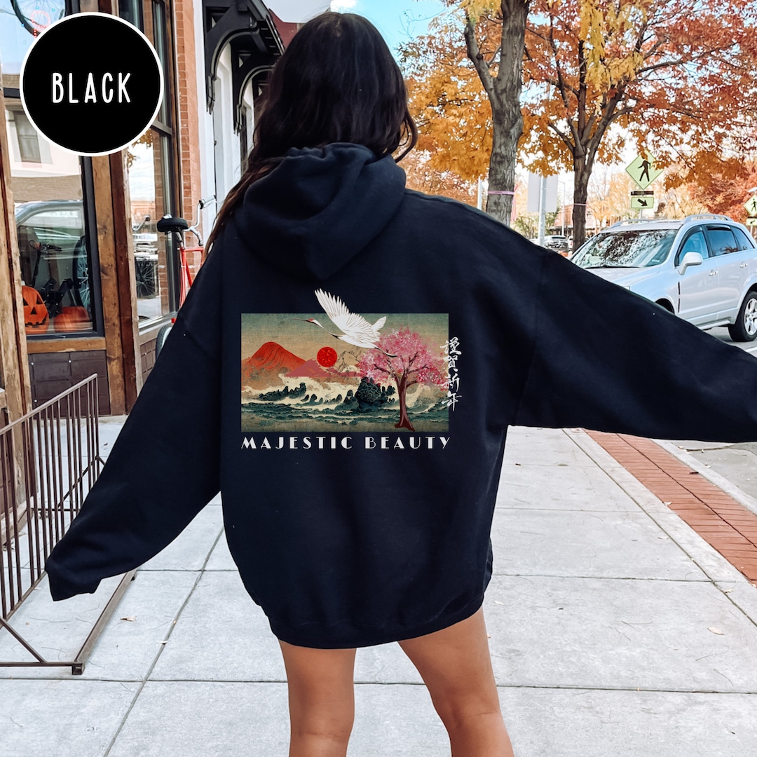 Great Wave Hoodie, Japanese Great Wave and Red Sun Hoodie, Japanese New ...
