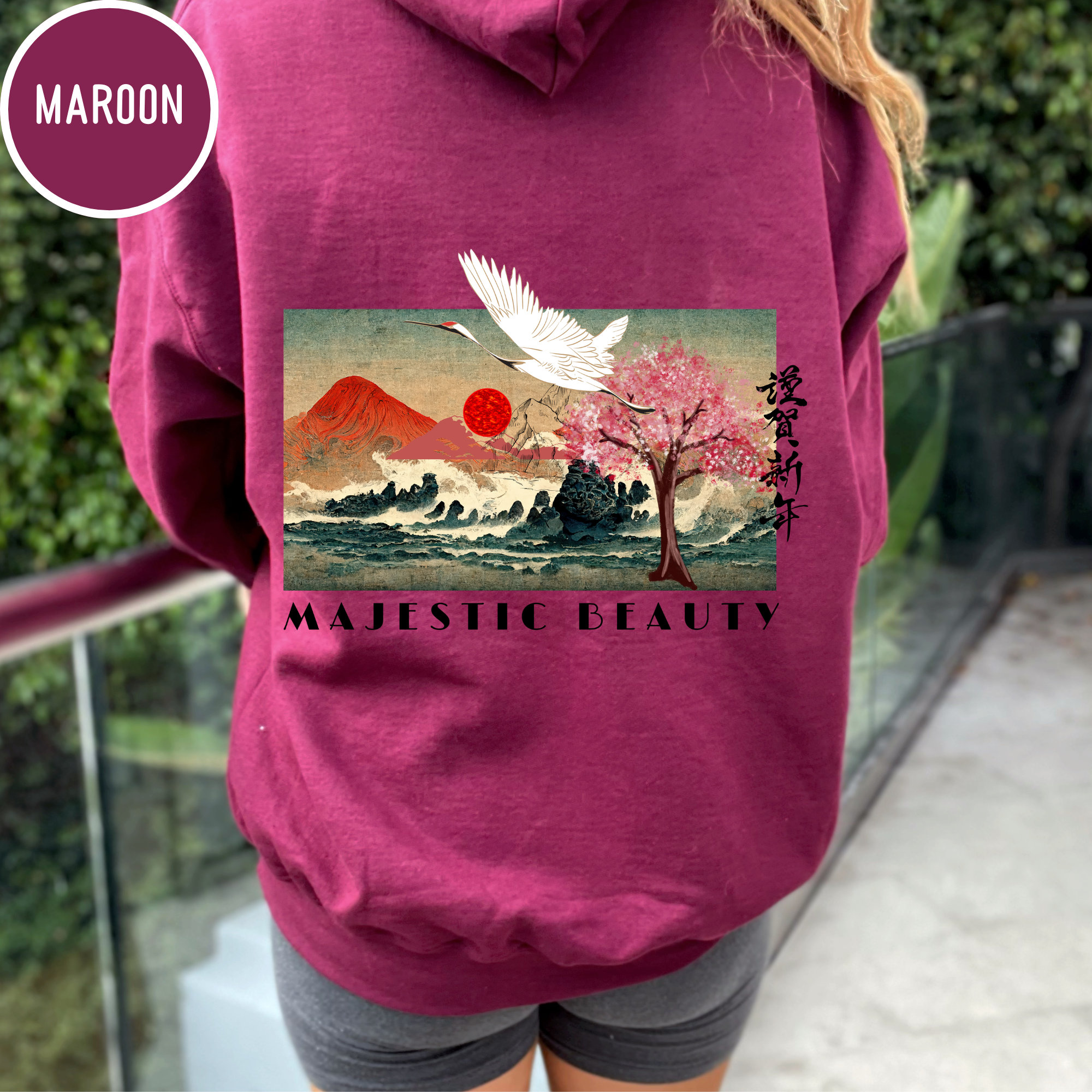 Great Wave Hoodie, Japanese Great Wave and Red Sun Hoodie, Japanese New ...