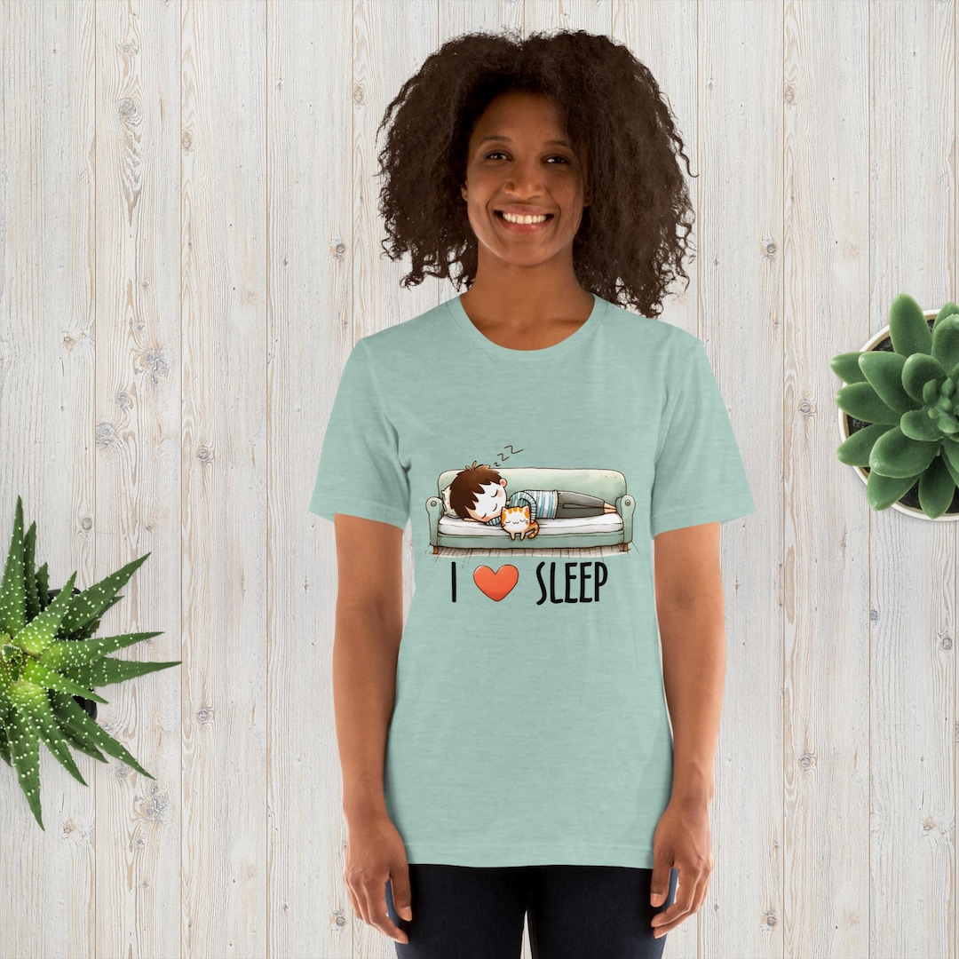 Cap Nap Tshirt. I Heart Sleep, With Cat and Kid Asleep on the Sofa ...