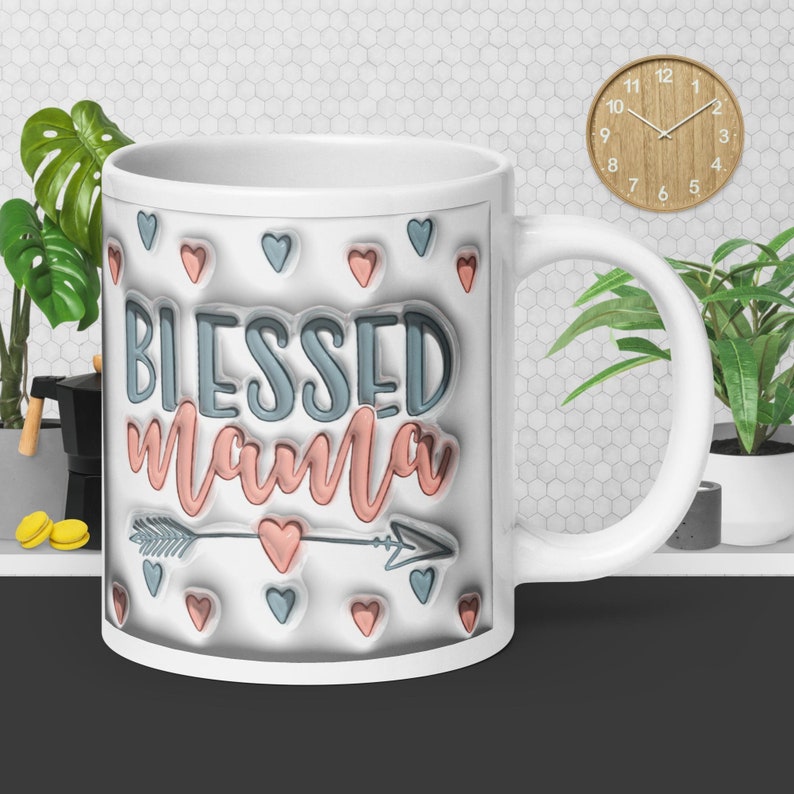 Mug, Blessed Mama, Mama Gift, Hearts, First Mother's Day, New Mother ...