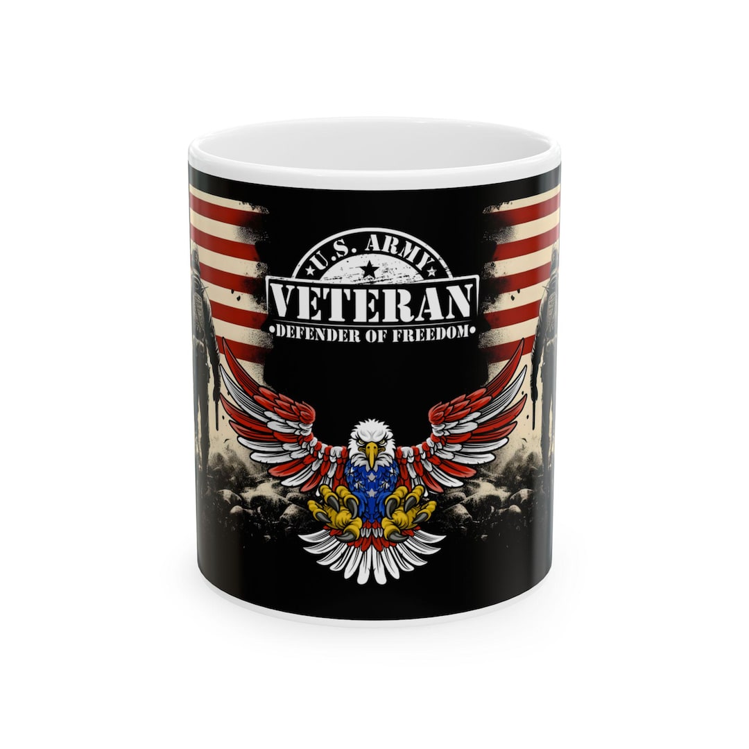 U.S. Army Veteran Mug - Defender of Freedom Design, Gift for Service ...