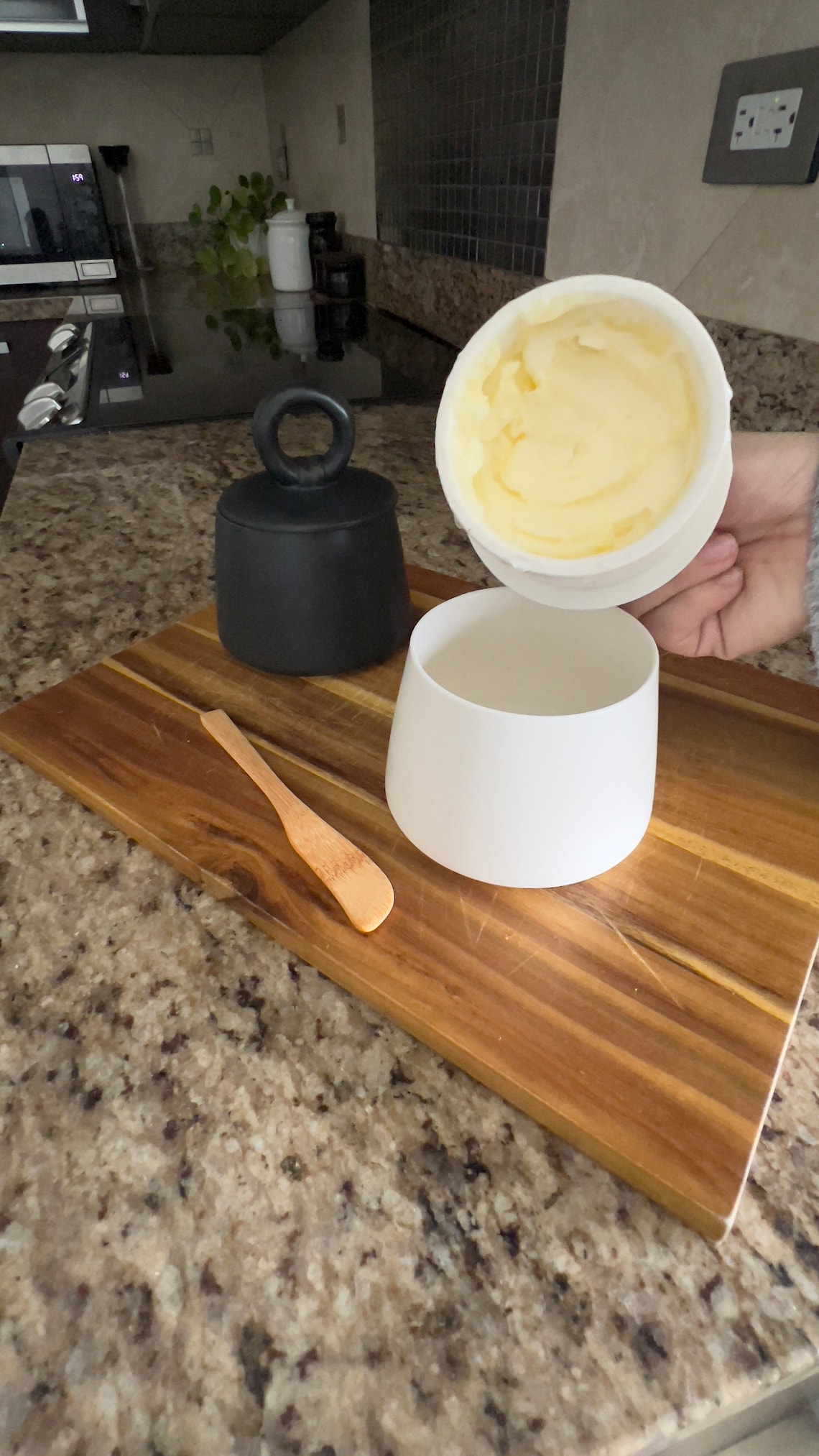 Black Ceramic Butter Bell With Free Bamboo Knife Butter Keeper, Kitchen ...