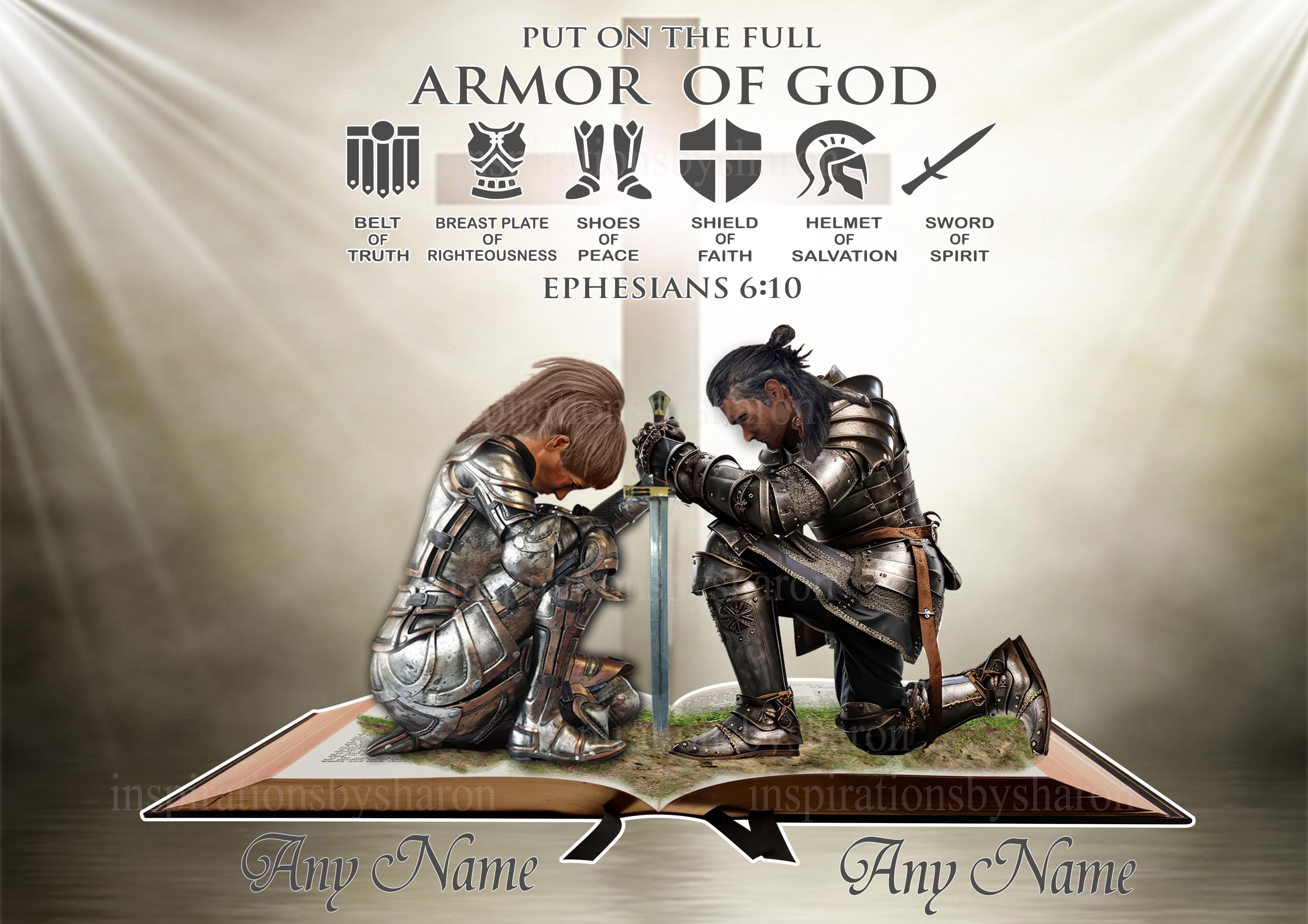 Couple Male and Female Personalised Kneeling Knights With Sword on ...