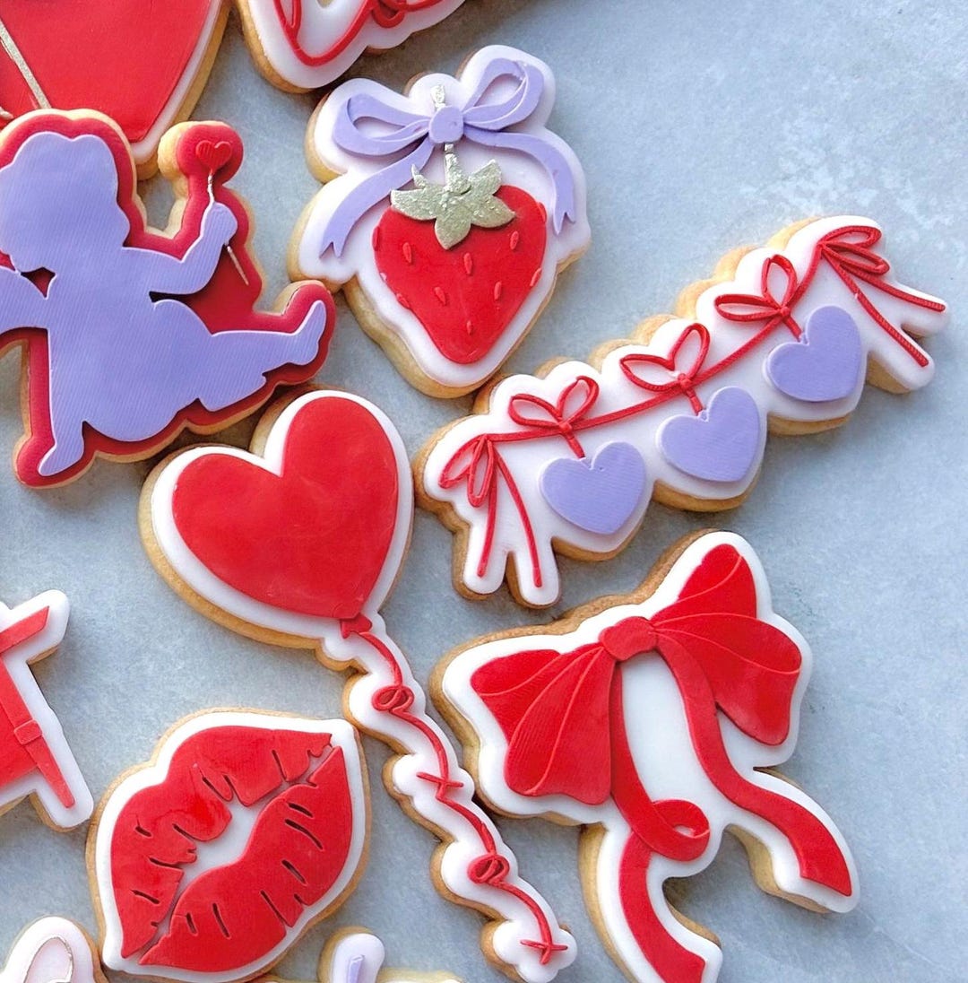 Heart Ribbon Line Embosser Stamp & Cutter, Embosser, Fondant Stamp ...