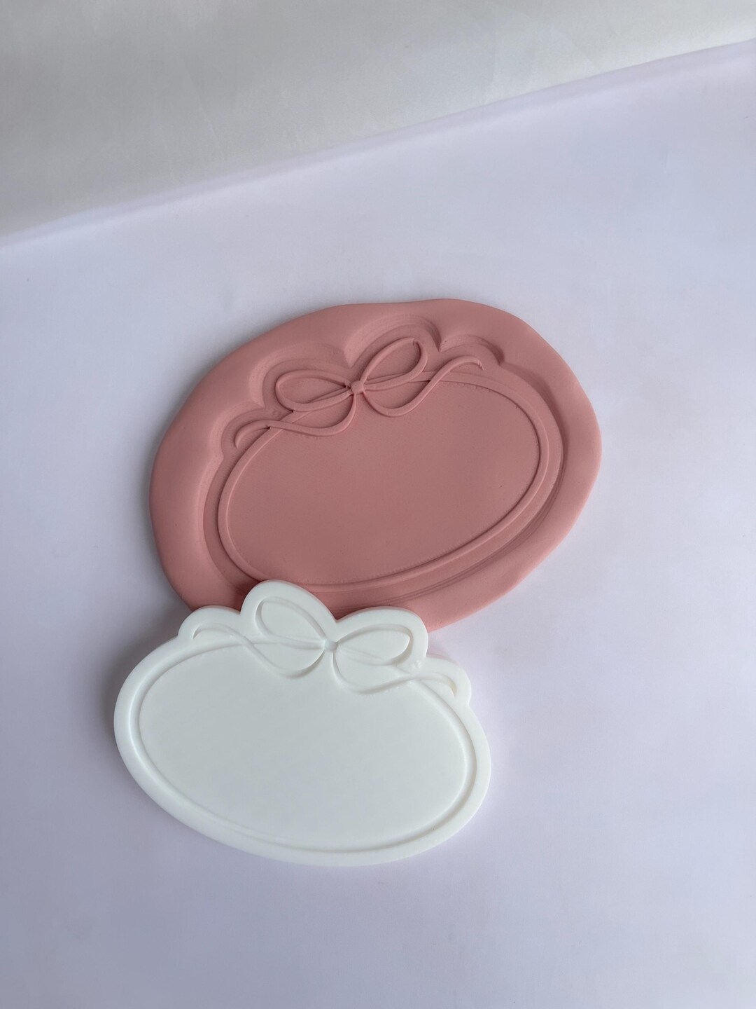 Oval Frame With Bow Stamp & Cutter, Embosser, Fondant Stamp, Debosser ...