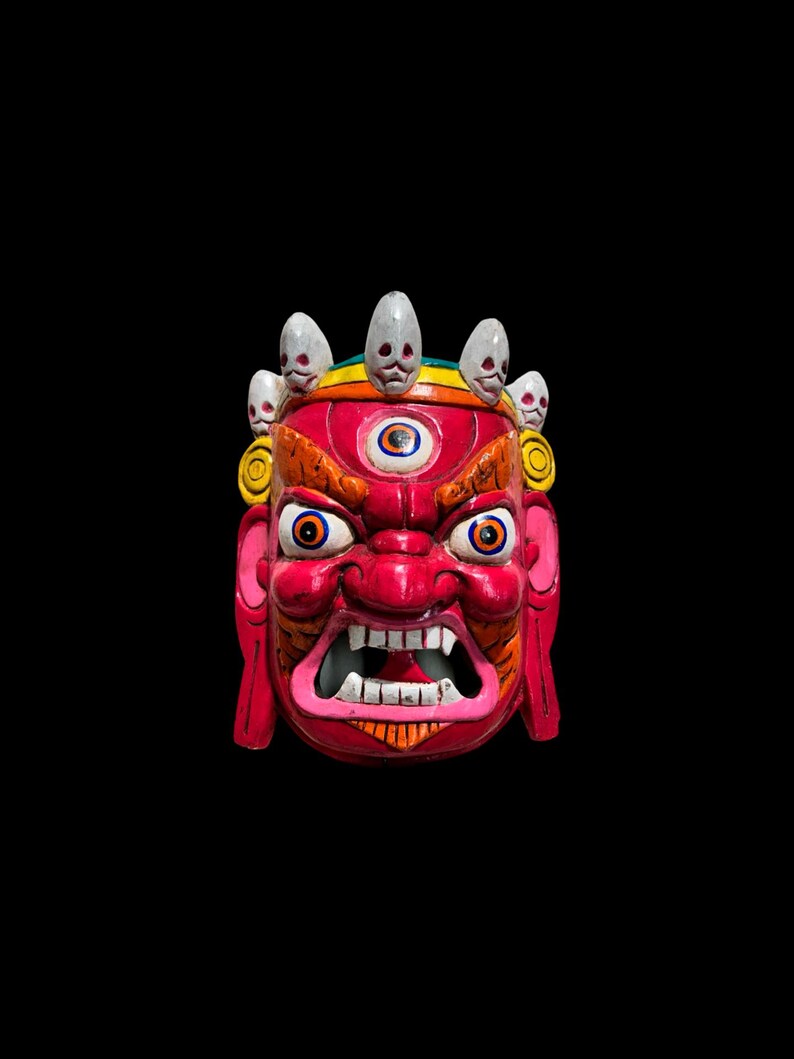 HOT PINK MAHAKALA Vintage Mahakala Mask, Handmade in Nepal, Rare ...
