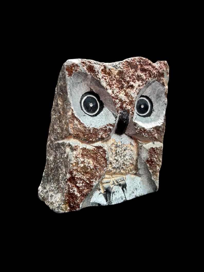 RARE OWL SCULPTURE Tendai Chipiri Hand-carved Black Serpentine Owl ...
