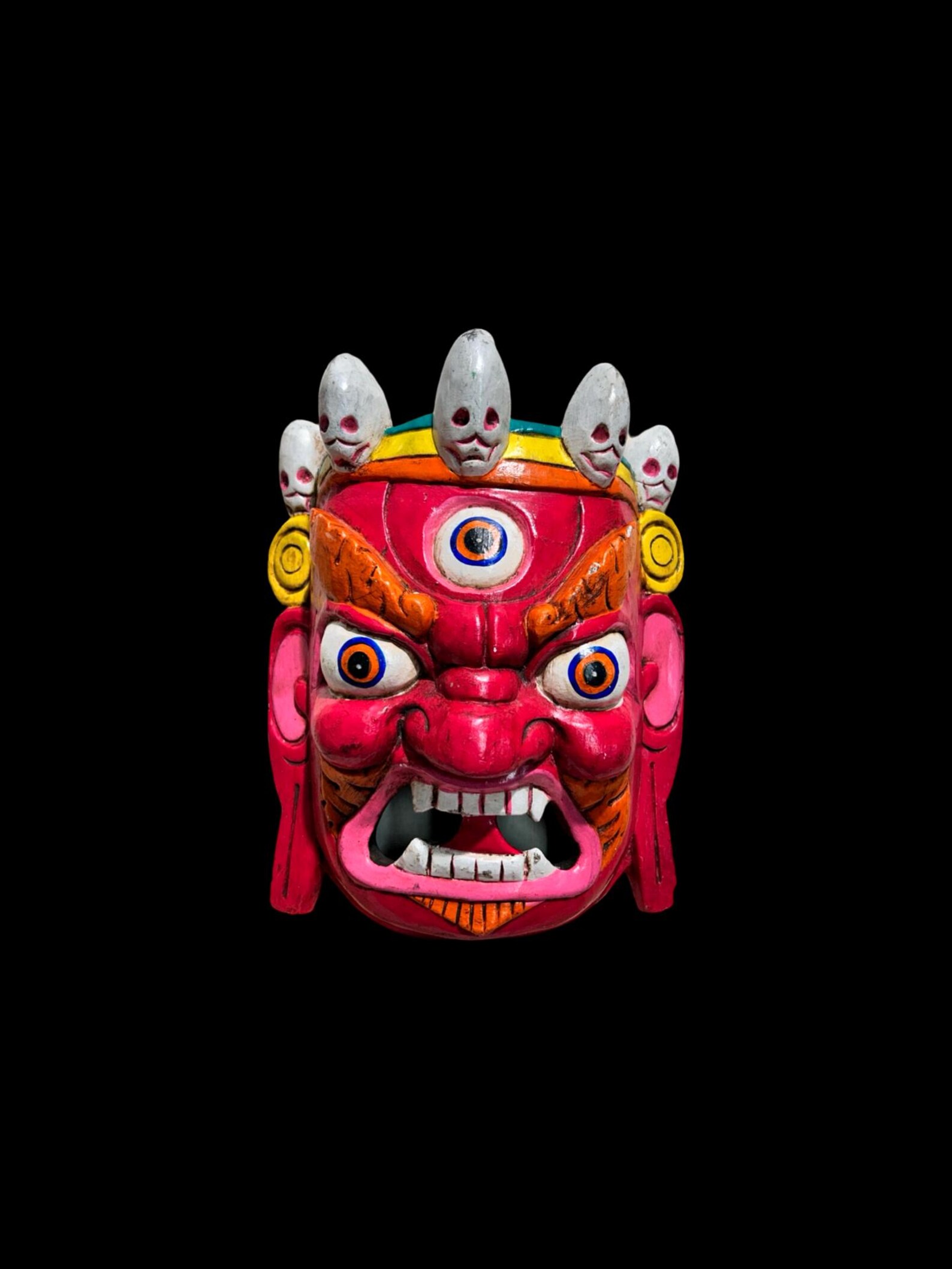 HOT PINK MAHAKALA Vintage Mahakala Mask, Handmade in Nepal, Rare ...